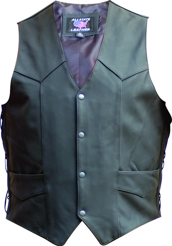 Club Panel Back Vest in Black Buffalo Leather - Sleek & Edgy Club Style