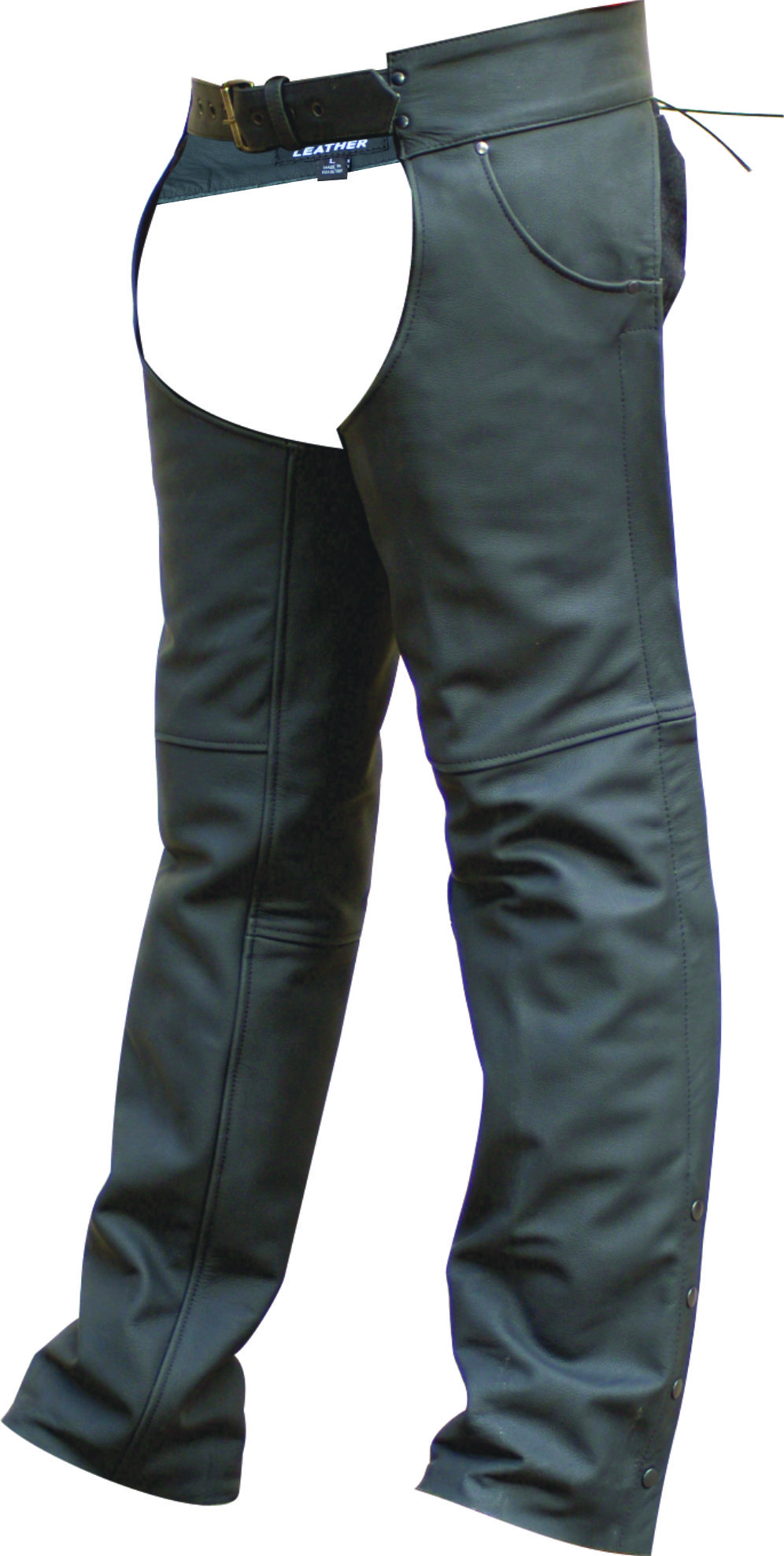 Matte Black Buffalo Lined Chaps - ALLSTATE LEATHER - Classic Charm