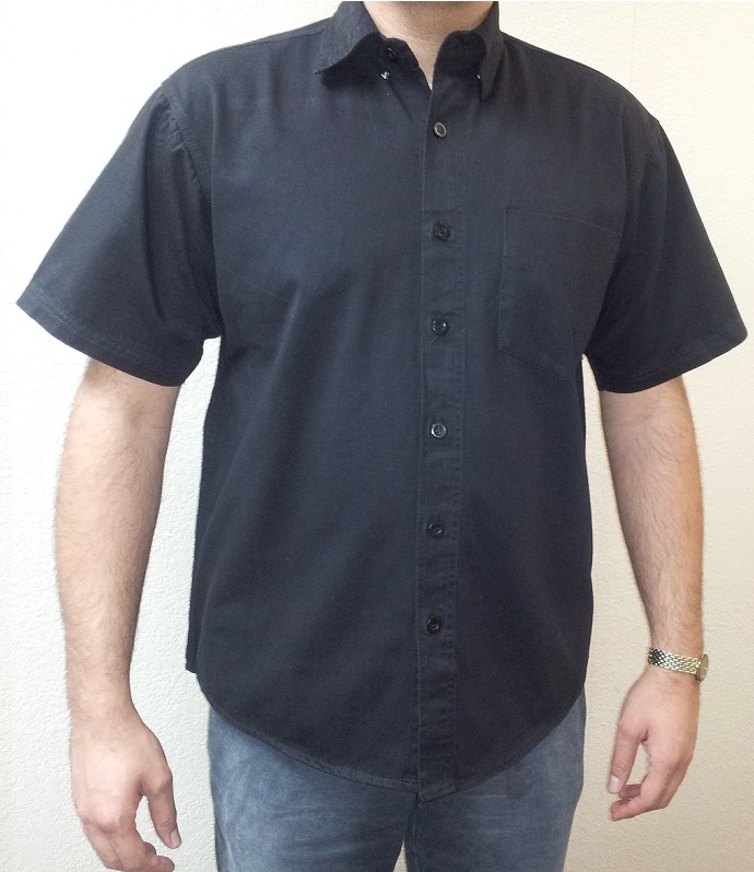 Men's Black Cotton Twill Mechanic Short Sleeves Shirt with Button down ...