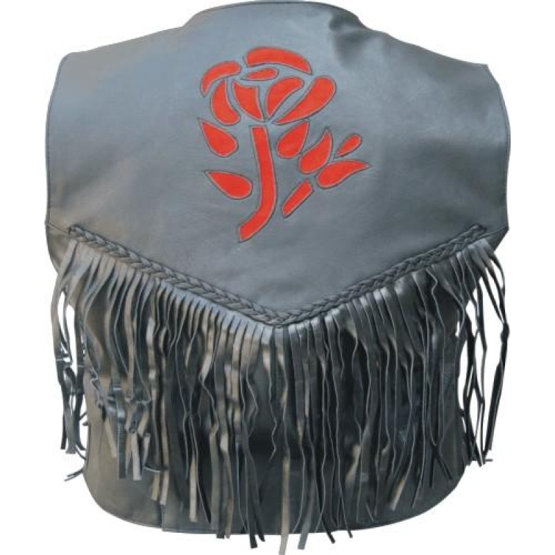 Ladies Red Rose Braided Fringe Vest - Analine Cowhide - Rose-inspired ...