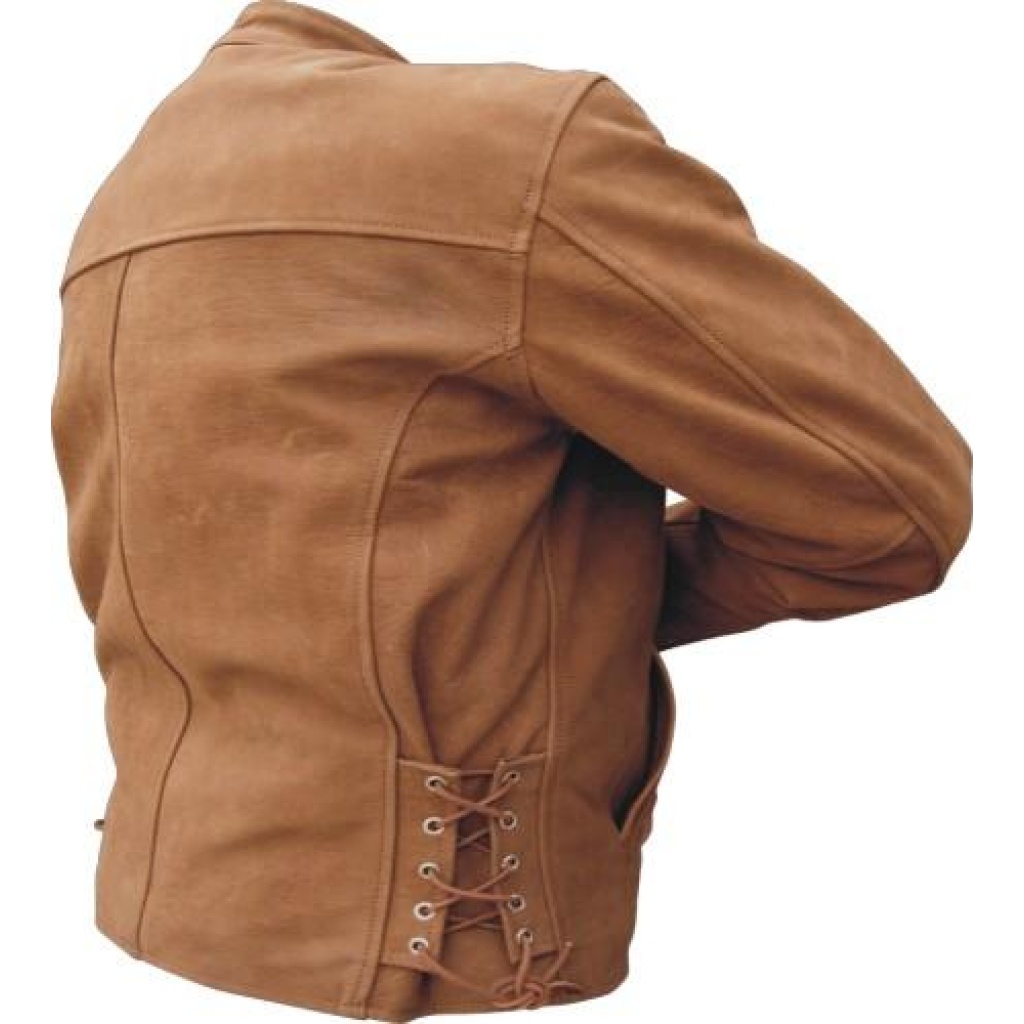 Brown Buffalo Leather Motorcycle Jacket - Silver