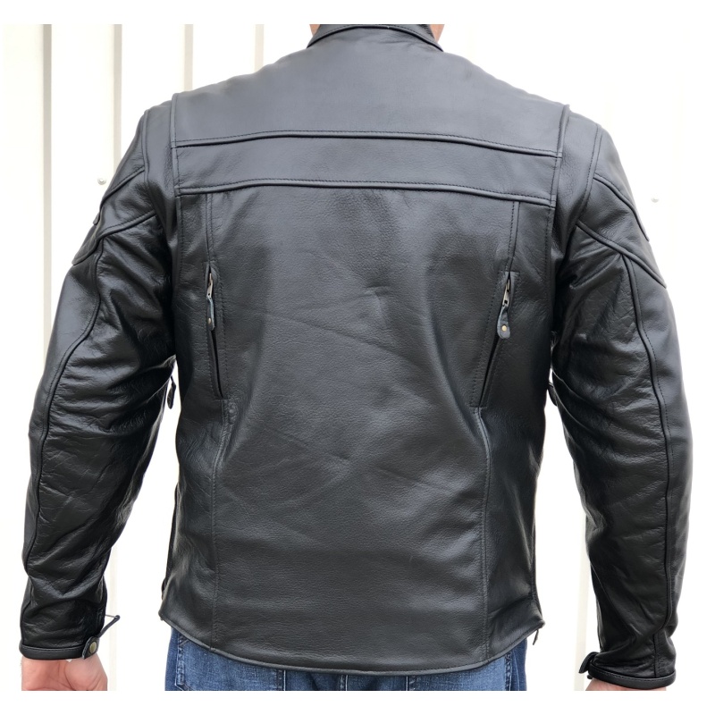 Black Buffalo Leather Vented Jacket - ALLSTATE LEATHER